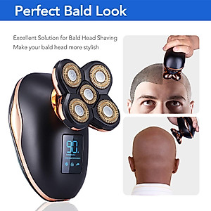 Electric Razor for Men,Plusdot 5D Wet Dry Electric Rotary Shaver Waterproof Grooming Kit,Men's Beard Trimmer 5 in 1 USB Rechargeable Cordless Bald Head Shaver Smooth Hair Trimmer