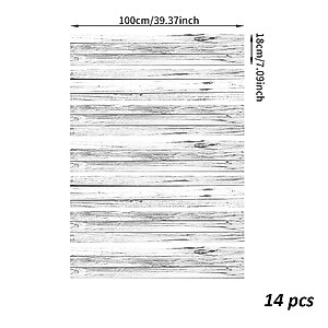 funlife 14 Stripes Peel and Stick Stair Risers Stickers, Self Adhesive Vinyl Stair Stickers Decals, Staircase Murals Decor for Steps, 39.37"X7.09", Faux Weathered Rustic Wood