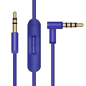 Purple Replacement Inline Mic Remote Extension Audio Cable Cord for Beats by Dr Dre Solo Solo HD Solo 2 Studio Wireless Pro Detox Mixr Executive Pill Headphones