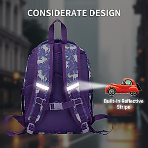 VASCHY Toddler Backpack for Girls, Kids Cute Kindergarten Daycare Children 7L Small Backpack Bookbag for School Travel Purple Unicorn