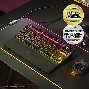 SteelSeries Apex Pro TKL HyperMagnetic Gaming Keyboard - World's Fastest Keyboard - Adjustable Actuation - Esports Tenkeyless - OLED Screen - RGB - PBT Keycaps - USB-C - 2023 Edition,Black
