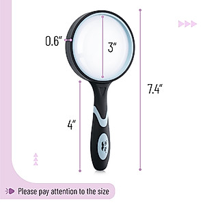 Mr. Pen- Magnifying Glass, 2 Pack, 10X Magnifier, 75mm Glass Lens, Magnifying Glass for Kids and Adults, Handheld Magnifying Glass, Magnifier for Reading, Magnifying Glasses for Close Work