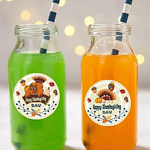 Thanksgiving Party Stickers Funny Turkey Design Stickers, 2 Inch Turkey Time Thank You Sticker Labels Great for Party Favors, Envelope Seals & Goodie Bags (210 Pcs)