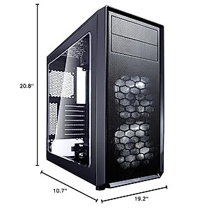 Fractal Design Focus G - Mid Tower Computer Case - ATX - High Airflow - 2X Fractal Design Silent LL Series 120mm White LED Fans Included - USB 3.0 - Window Side Panel - Black