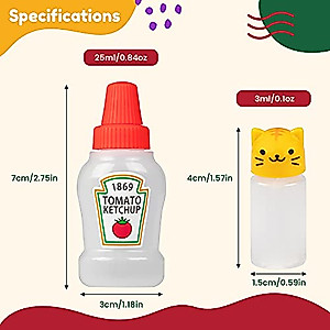 ZIIVARD 5 Pieces Mini Condiment Squeeze Bottles Plastic Ketchup Bottle Bento Box Honey Salad Container,0.84/0.1oz