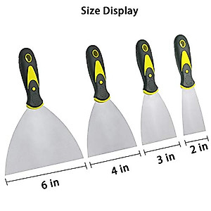 Listenman Putty Knife Set, 4 PCS (2,3,4,6 inch) Spackle Putty Knives, Metal Scrapers, Putty Scrapers for Drywall, Putty, Decals, Wallpaper, Baking, Patching and Painting