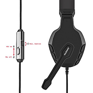 NUBWO U3 Gaming Headset with Mic for PC, PS4, PS5, Xbox 1, Mac, Switch, Wired Over-Ear Gaming Headphones with Mic Clear Call, Lightweight & in-Line Control-Black