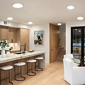 8PACK LED Flush Mount Ceiling Light Fixture, 3000K-4000K-6500K & 100W Equivalent Modern Kitchen Recessed Ceiling Lamp 15W 1500Lm 7.5 Inch Closet Round Surface for Bathroom Laundry Bedroom Hallway