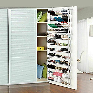 TREE.NB Hanging Shoe Rack - Over Door - 36 Pair - Storage Organizer, White