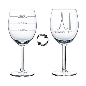 Wine Glass Goblet Two Sided Surgical Tech (10 oz)