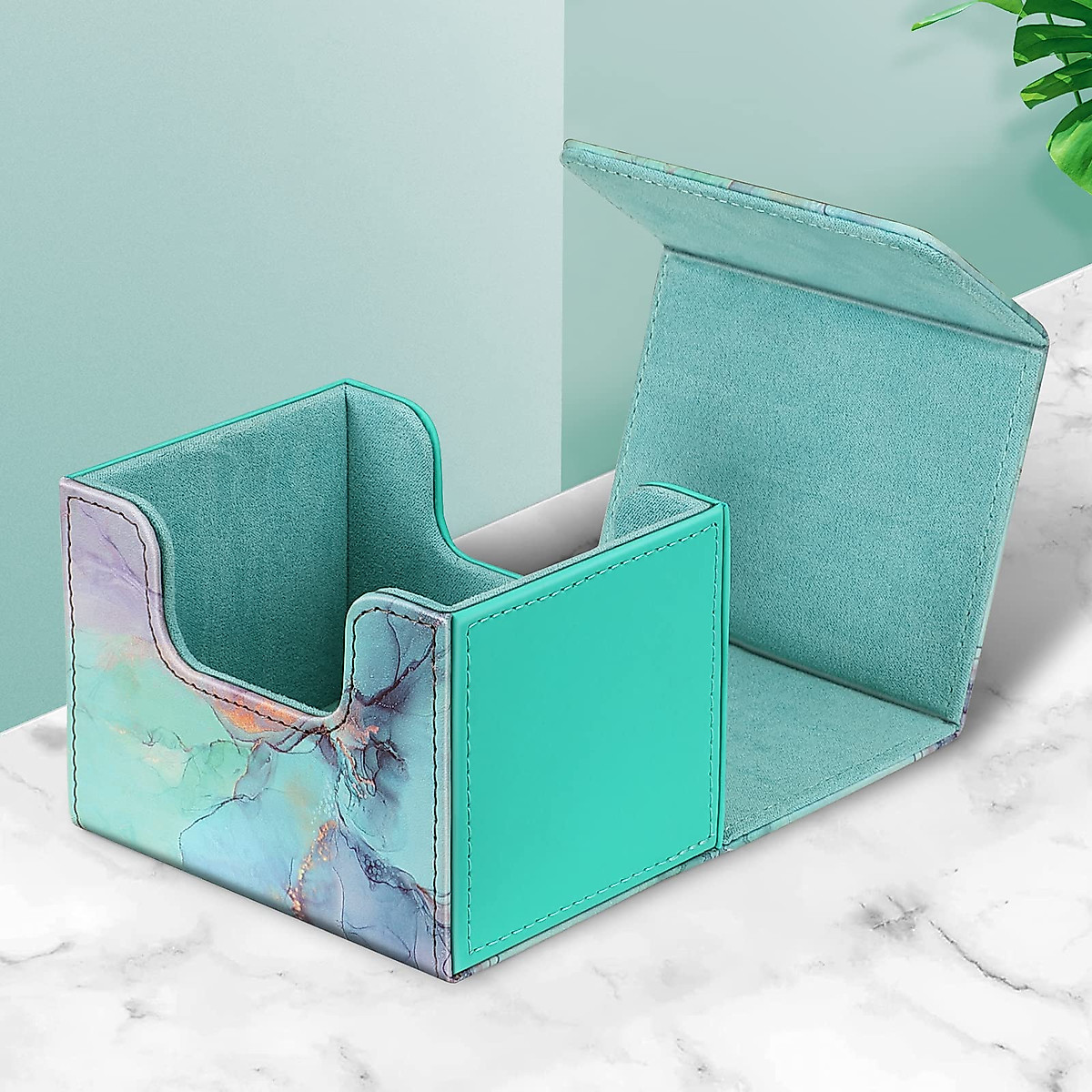 CaseBot Card Deck Box Compatible with MTG/TCG/CCG, Magnetic Game Card Case Large Size Fits Up 180+ Game Cards with PU Divider, Black