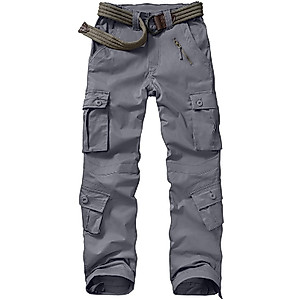 Alfiudad Women's Cargo Pants Tactical Military Army Hiking Combat Work Pants Trousers with 8 Pockets,Grey,30(US 10)