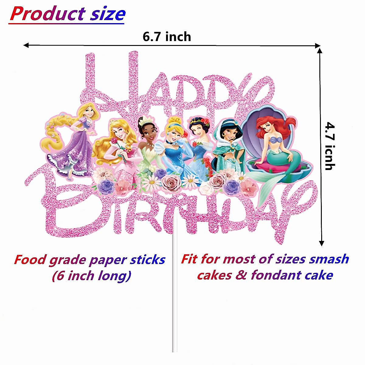 Princess Birthday Party Supplies, Princess Cake Toppers For Girls, Pink Glitter Princess Cake Decorations Castle Party Decorations Theme Birthday Party Suppliers for Princess Party Supplies Décor