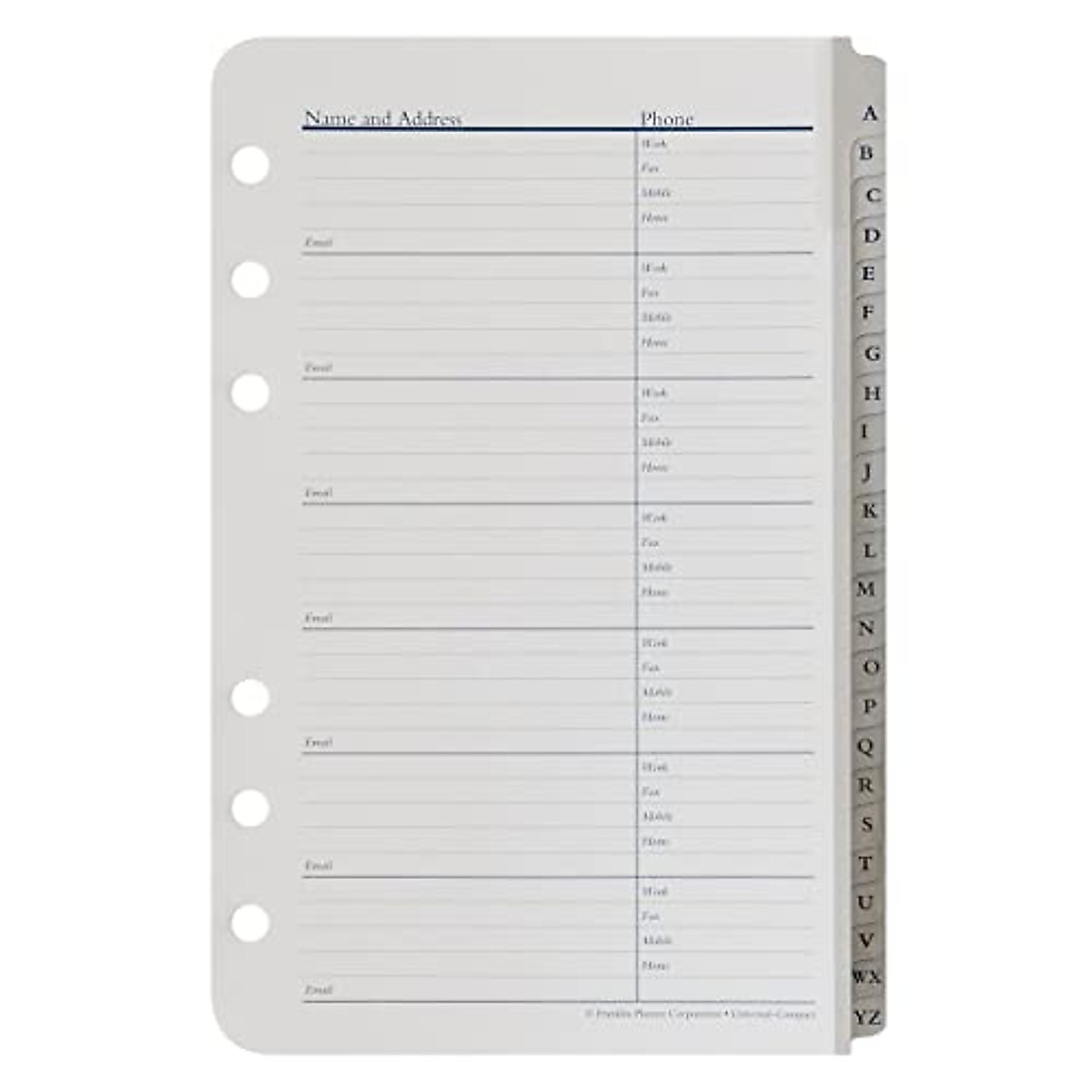 FranklinCovey - Address/Phone Tabs - Expansion for Planners (Compact)