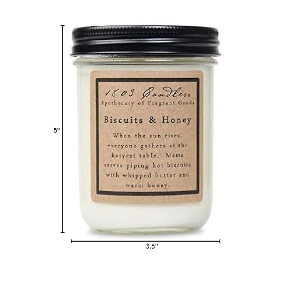 1803 Candles - 14 oz. Jar Soy Candles - (Biscuits and Honey)