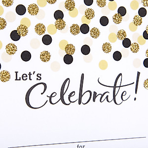 Hallmark Party Invitations (Let's Celebrate with Gold and Black Dots, Pack of 20)