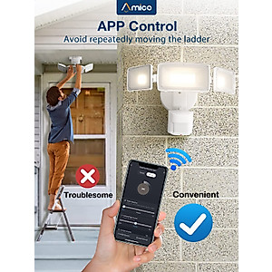 Amico Smart LED Motion Sensor Outdoor Lights, 40W Flood Lights Work with Alexa/Google Home, 4000LM Security Lights, 2700-6500K, IP65 Waterproof, App Controlled WiFi Flood Light for Garage, Yard