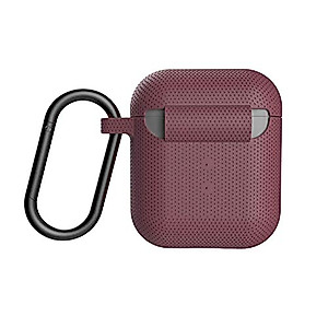 [U] by UAG Compatible with AirPods (1st Gen & 2nd Gen) Case Soft Smooth Silicone Stylish Dot Pattern Protective Cover with Carabiner Keychain, Dusty Rose