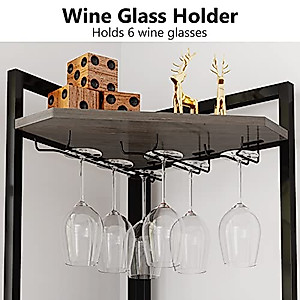 LITTLE TREE Freestanding Floor Bar Shelf Corner Wine Rack, Small, Grey