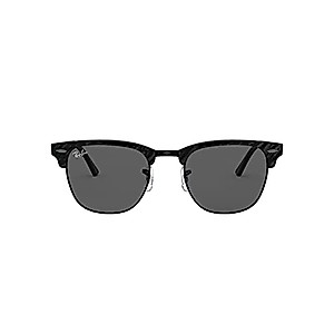 Ray-Ban RB3016 Clubmaster Square Sunglasses, Wrinkled Black On Black/Dark Grey, 49 mm