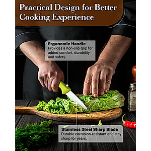 Cook N Home Paring Knife Set 4-Piece, High Carbon German Stainless Steel Kitchen Knives, Includes-Utility, Paring, Vegetable, Peeling Knife, Ergonomic Handle, Green