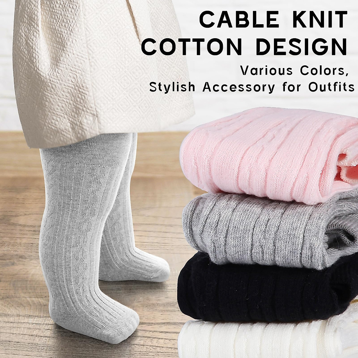 WEWINK PLUS Baby Toddler Girls Tights 3 Pack Knit Cotton Dance Leggings Pants for Infant Girl Stockings (style B twist, 0-6 month)