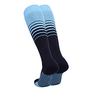 TCK Sports Elite Breaker Soccer Socks (Columbia Blue/Navy, X-Large)