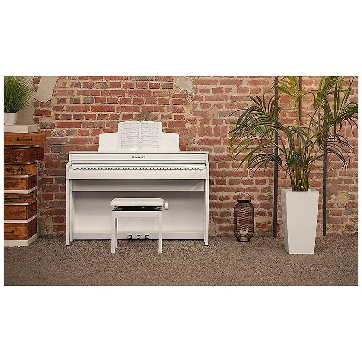 Kawai CA49 88-Key Grand Feel Compact Digital Piano with Bench, Premium Satin White