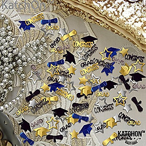 KatchOn, Congrats Grad Graduation Confetti 2023 - Pack of 1000, Blue and Gold Graduation Decorations 2023 | Graduation Decorations Class of 2023 Decorations | Blue Graduation Party Decorations 2023