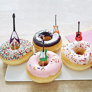 HOKPA Guitar Cupcake Toppers Kid Boy Birthday Cupcake Decorations Kids' Gathering DIY Home Theme Party Food Fruit Cake Picks for Baby Shower Decor(48PCS)