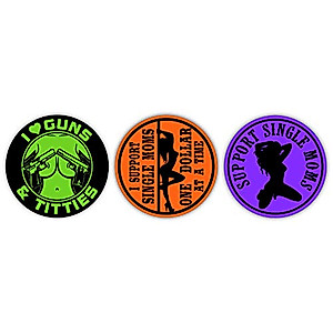 (x3) Hard Hat Stickers | I Love Guns and Titties | I Support Single Moms | Multi Color | Sexy Babe Motorcycle Welding Helmet Welder Decals | Funny Labels Badges Toolbox Laborer Construction Trucker