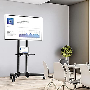 Mobile TV Cart for 32-83 Inch TVs Rolling TV Stand with Height Adjustable Tray Max VESA 600x400mm Holds up to 132lbs LED/LCD/OLED Flat/Curved TVs Portable TV Stand with Lockable Wheels- PGTVMC01