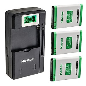 Kastar 3-Pack BL-5B Battery and Smart LCD Charger Replacement for Nok 2610 3220 3230 5140 5140i 5200 5300 5500 5500 Sport 6020 6021 6061 6070 6080 7260 7360 N80 N90 5070 6060 6120 Classic 6121