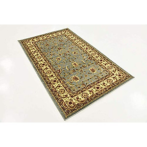 Unique Loom Voyage Collection Traditional Oriental Classic Intricate Design Area Rug, 3' 3" x 5' 3" Rectangle, Light Blue/Cream