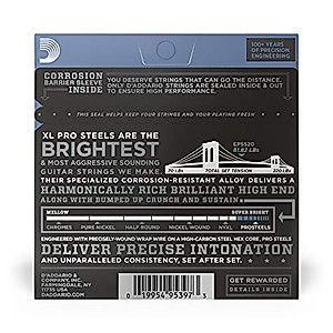 D'Addario Guitar Strings - ProSteels Electric Guitar Strings - Round Wound - Brighter, Crunchier, Increased Sustain - EPS520 - Super Light, 9-42