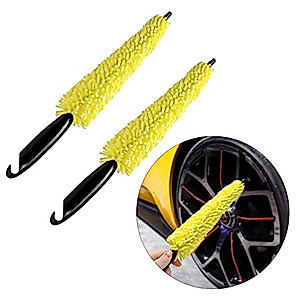 NOLITOY Wheel Cleaner Brush Tire Cleaning Brush 2Pcs Car Wheels Rim Cleaning Brush Soft Bristle Detailing Brushes Reaching Deep Cleaner Tool for Car Vehicle Wheel Cleaner Brush Wheel Cleaning Brush