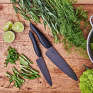 Kyocera Innovation Series Ceramic 5" Slicing Knife, with Soft Touch Ergonomic Handle-Black Blade, Black Handle