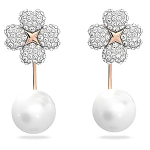 Swarovski Latisha Earring Jackets, Flower, White, Rose-gold tone Finish