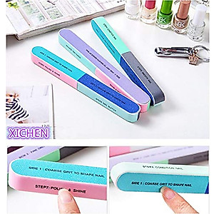 XICHEN 7-Way Nail Buffer Nail Shiner Sponge Nail Files Sanding Blocks - 12pcs