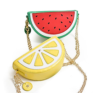 Freie Liebe New Cute Watermelon Lemon Shaped Crossbody Clutch Purse Bag Fruit Style Purse Mini Shoulder Bag