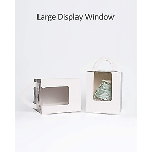Cupcake Boxes Individual 60pcs Cupcake Holders Disposable White Single Cupcake Boxes with Window 3.6*3.6*4.3inch Cupcake Containers Qiqee