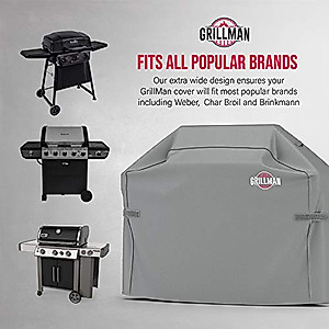 Grillman Premium Grill Cover for Outdoor Grill, BBQ Grill Cover, Rip-Proof, Waterproof, Top Heavy-Duty Large Grill Covers for Outside, Barbecue Cover & Gas Grill Covers (52" L x 26" W x 43" H, Gray)