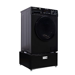 Equator All-in-One Washer Dryer VENTLESS/VENTED PET cycle 1.62cf/15lbs 110V + Pedestal (Black)