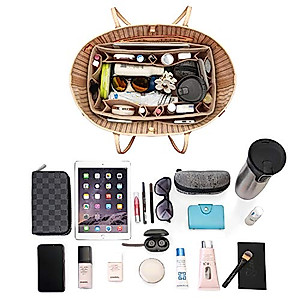 ZTUJO Felt Purse Organizer, Multi Pocket Bag in Bag Organizer For Tote & Handbag Shaper, Speedy 30, Speedy 35 and Speedy 40, Large, Beige