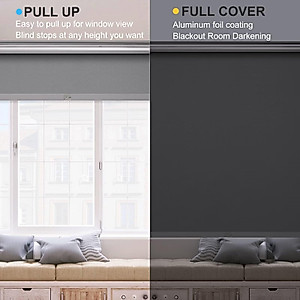 MYshade Blackout Roller Shades for Windows, Cordless Roller Window Shades, Roll Up Window Blinds with Thermal Insulated, UV Protection, Easy to Install for Home and Office, 30" X 72"(Grey)
