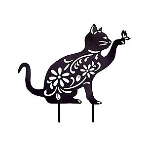 SS SUNSBELL Garden Decor, Cat Planter Acrylic Stakes Lawn Art Cat Silhouette Themed Gifts for Women Outdoor Home Decor Cutouts Black Cat Figurine for Cat Lovers Outdoor Lovers