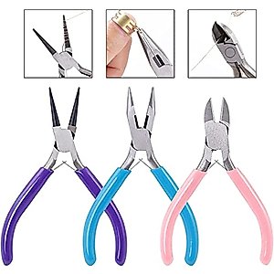 Jewelry Pliers, SONGIN 3 Pack Jewelry Pliers Set Tools Includes Needle Nose Pliers Round Nose Pliers Wire Cutters Chain Nose Pliers for Jewelry Making Repair, Wire Wrapping, Beading and Crafts