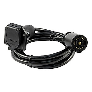 CURT 56080 7-Foot Vehicle-Side Truck Bed 7-Pin Trailer Wiring Harness Extension , Black
