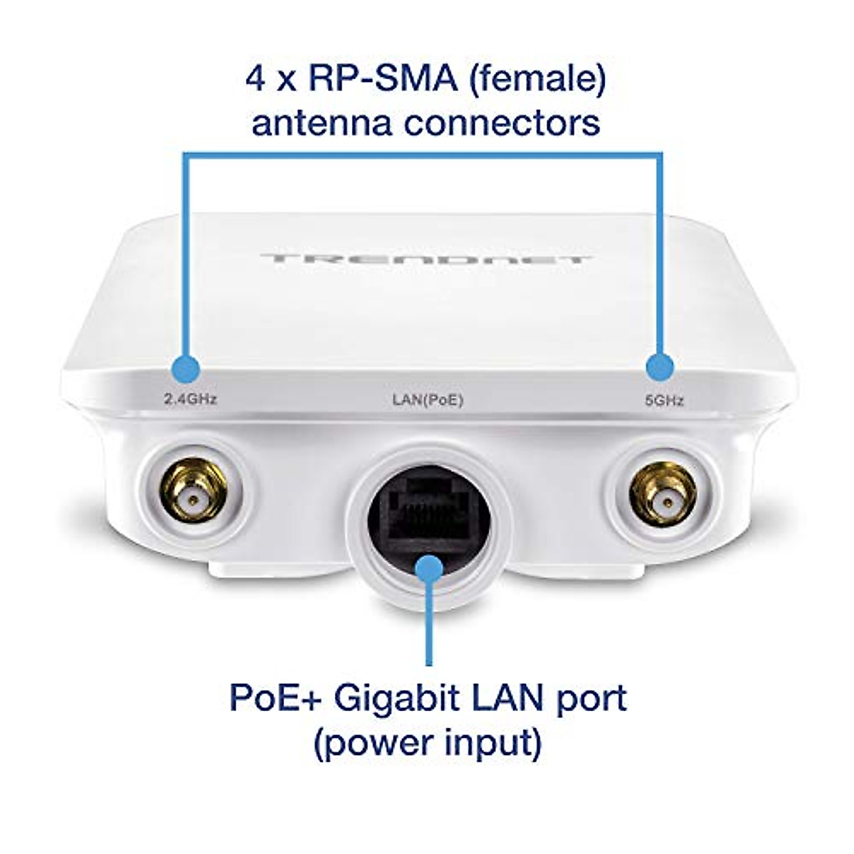 TRENDnet 5 DBI Wireless AC1300 Outdoor PoE+ Omni-Directional Access Point, TEW-841APBO, 4 X 5 DBI Omni Directional Antennas, Point-to-Point & Point-to-Multi-Point WiFi Bridging, IEEE 802.3AT PoE+