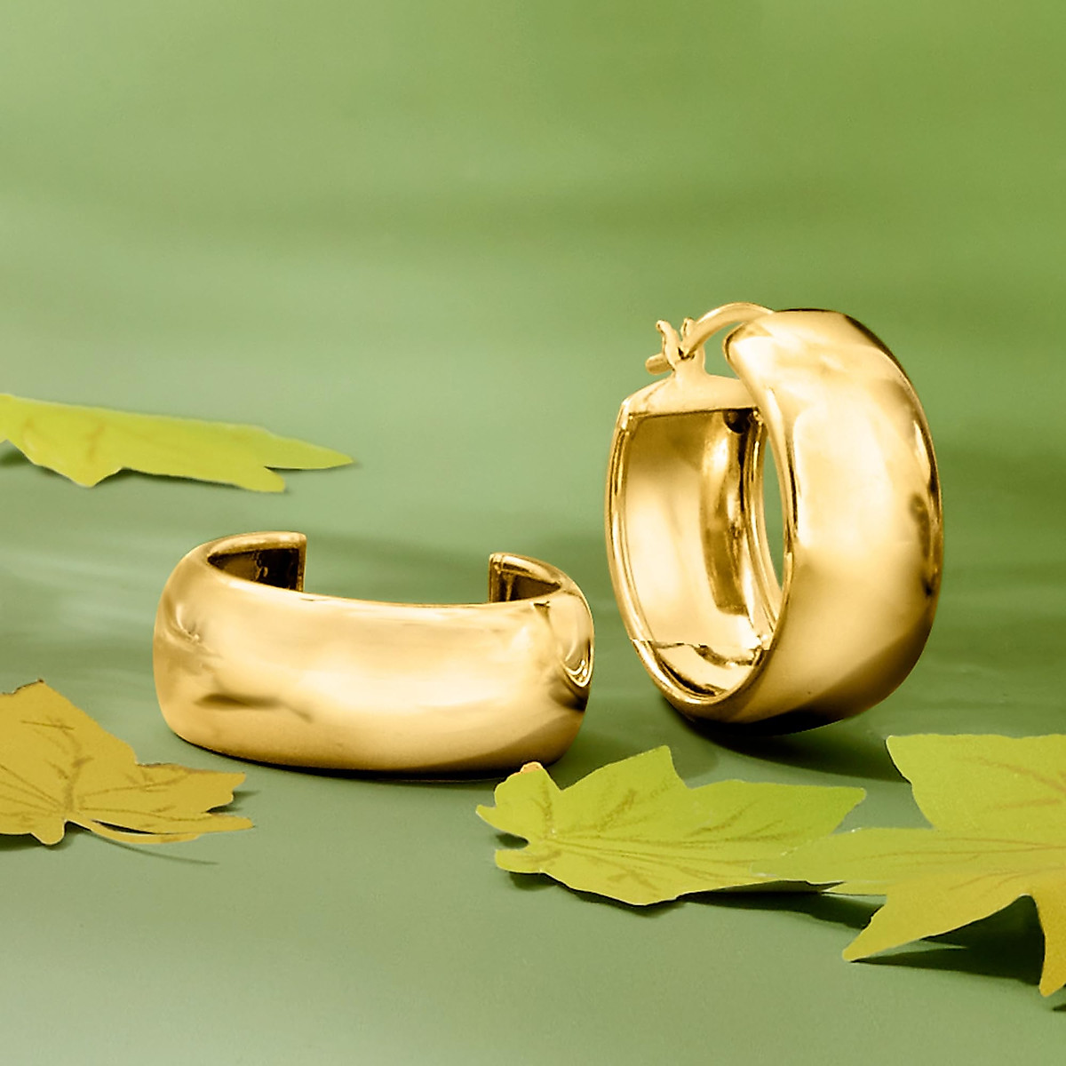 Ross-Simons 18kt Gold Over Sterling Wide Hoop Earrings